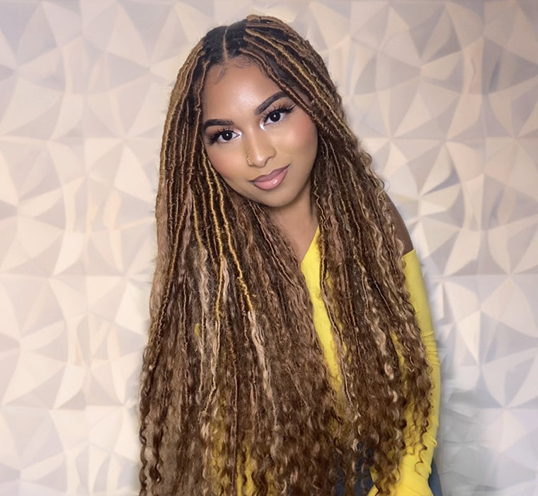 Pre-looped Crochet Boho Lock Braids With Human Hair Deep Curls Bulk Ha