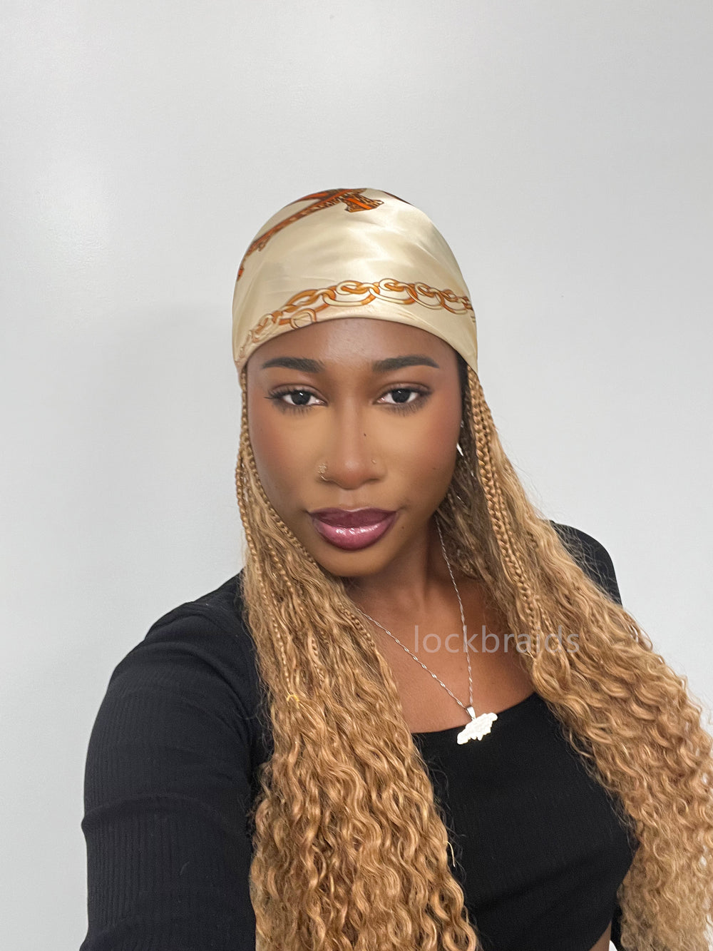Crochet Boho Box Braids Band Wig Bohemian with Human Hair Curly Ends B