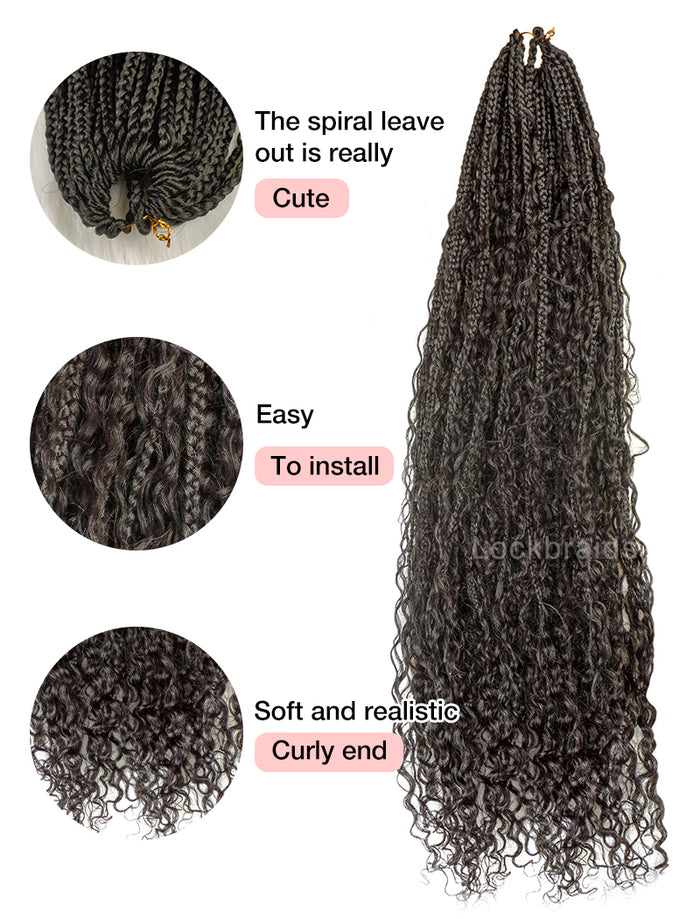 Crochet Boho Box Braids With Human Hair Deep Curls Bulk Hair Extension