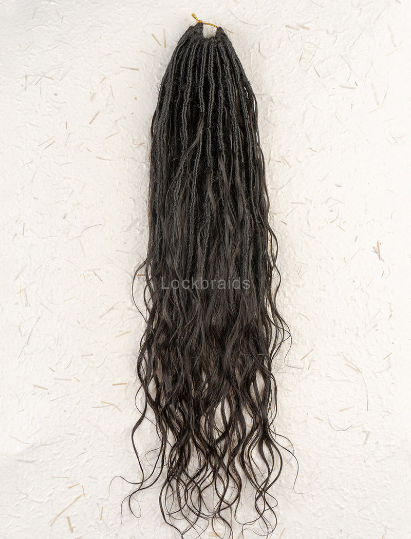 Pre-looped Crochet Boho Lock Braids With Human Hair Body Wave Bulk Hai
