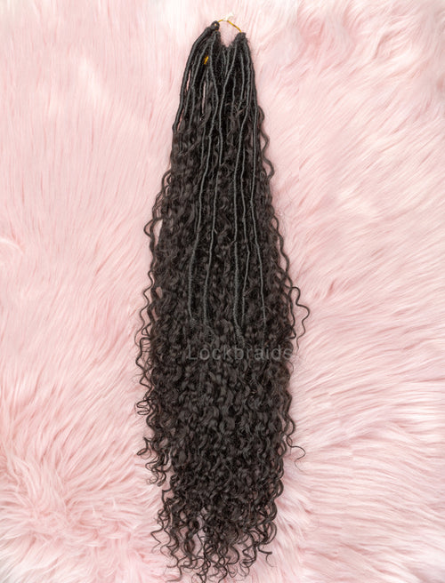 Pre-looped Crochet Boho Lock Braids With Human Hair Deep Curls Bulk Ha