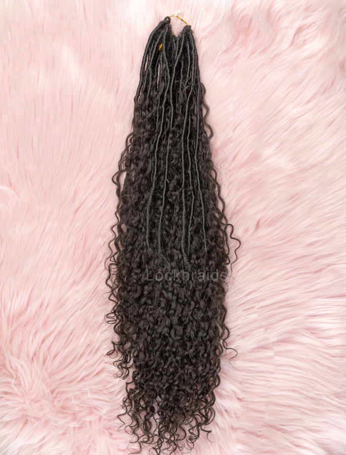 Pre-looped Crochet Boho Lock Braids With Human Hair Deep Curls Bulk Ha