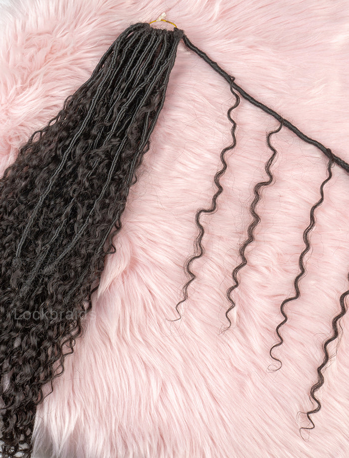 Pre-looped Crochet Boho Lock Braids With Human Hair Deep Curls Bulk Ha