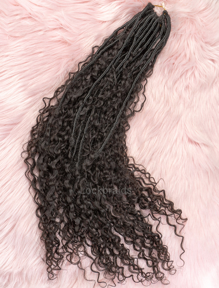 Pre-looped Crochet Boho Lock Braids With Human Hair Deep Curls Bulk Ha